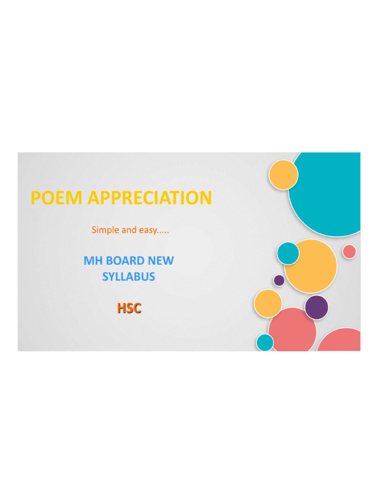 POEM APPRECIATION 12th (HSC) MH board Pages 1-37 - Flip PDF Download ...