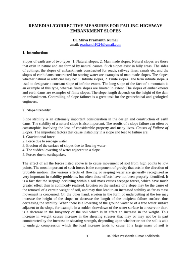 Slope Stabilisation Methods | PDF | Soil Mechanics | Dam