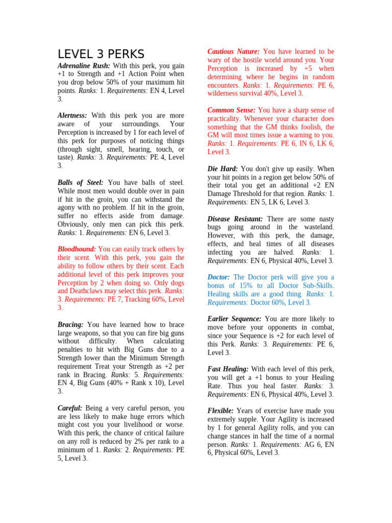 Level 3 Perks Overview and Requirements | PDF | Security Hacker