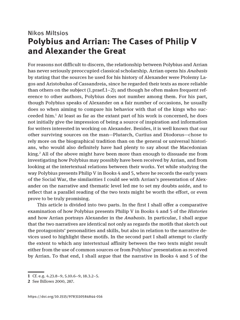 Polybius and Arrian The Cases of Philip | PDF | Alexander The Great