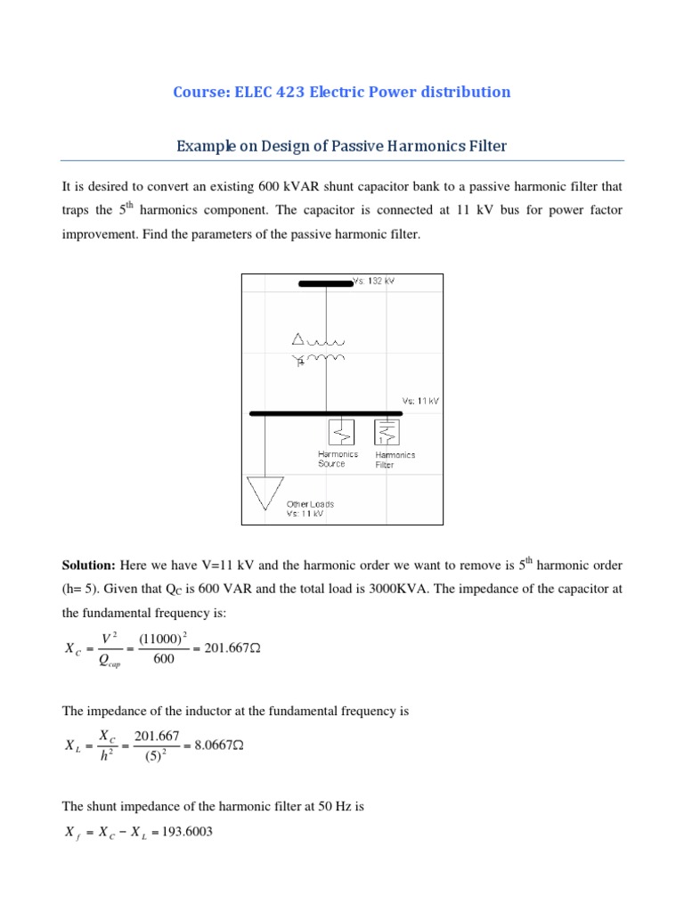 Passive Harmonic Filter Design Example | PDF
