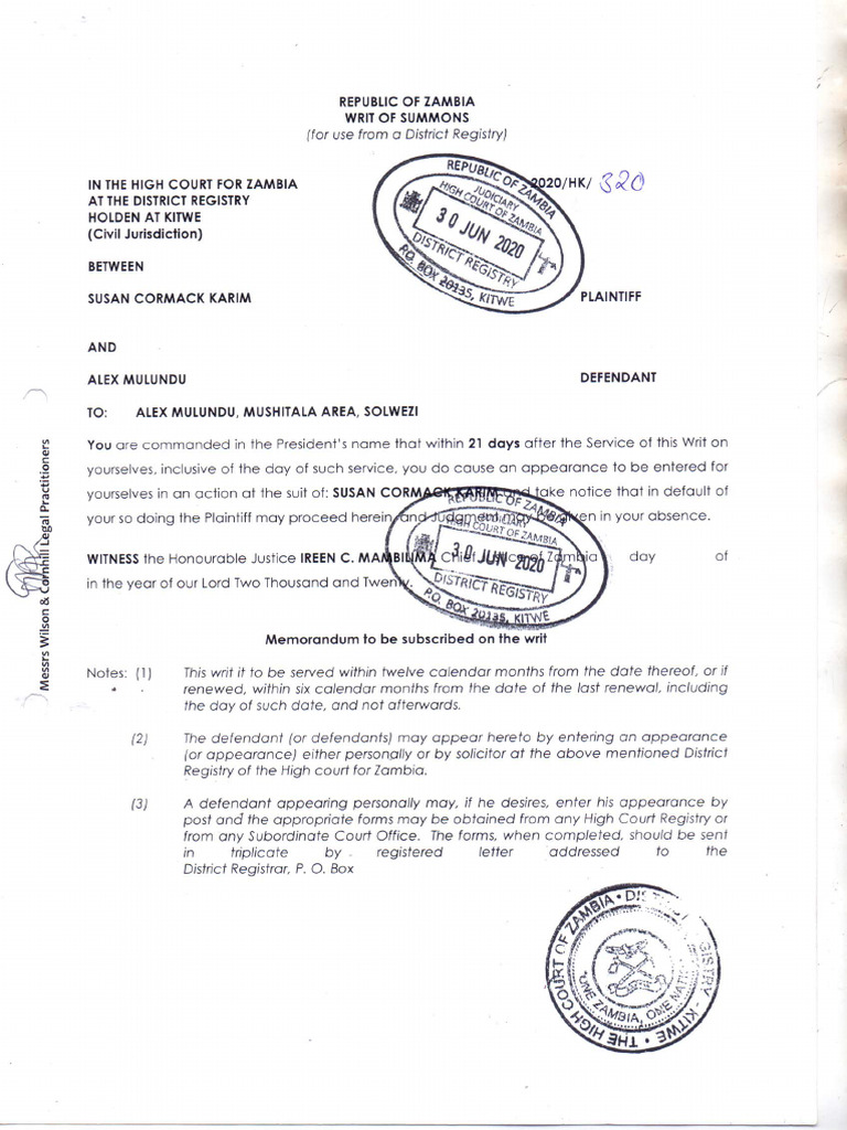 Susan Cormack - Statement of Claim | PDF