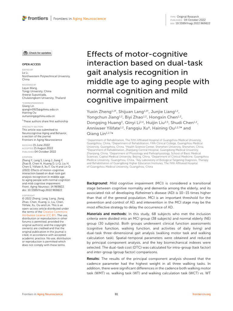 2022 - Effects of Motor-cognitive Interaction Based on Dual-task Gait ...