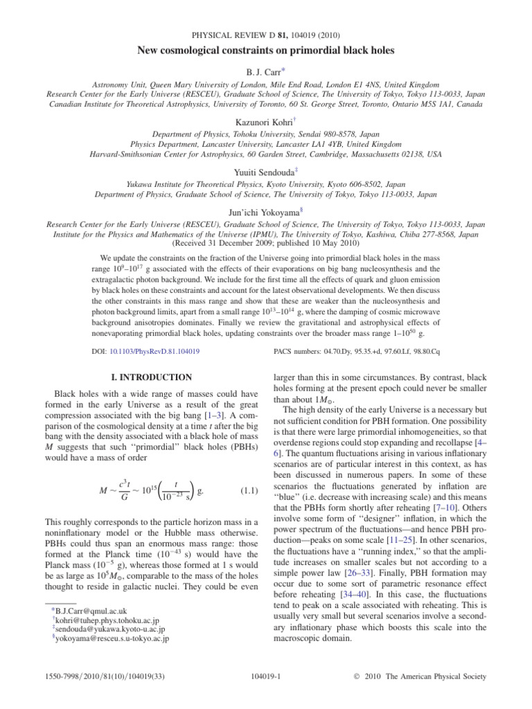 Primordial_black_hole_PhysRevD.81.104019 | PDF | Physical Cosmology ...
