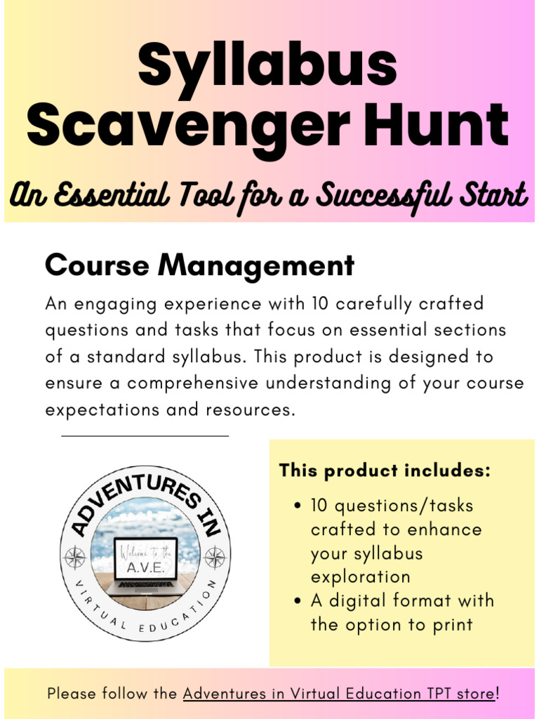 Syllabus Scavenger Hunt Tool | PDF