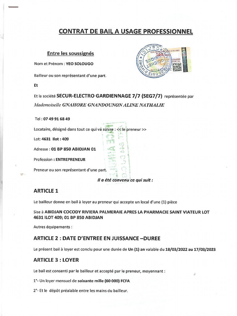 Contrats Bail | PDF