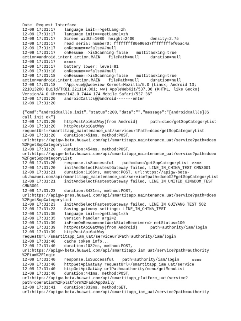 Android API Request Log Analysis | PDF | System Software | Software