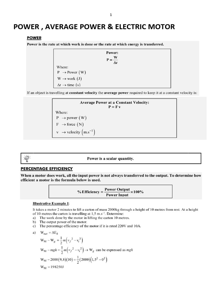 Power and Electric Motor Exam Questions | PDF
