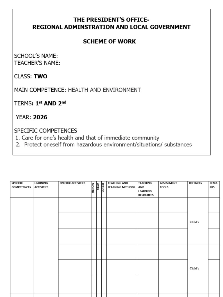 Scheme Care for Health & Environ II 2026 | PDF | Education Theory ...
