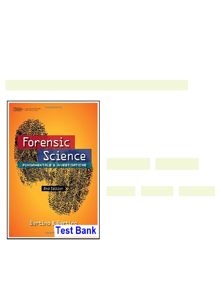 Forensic Science Fundamentals and Investigations 2nd Edition Bertino ...