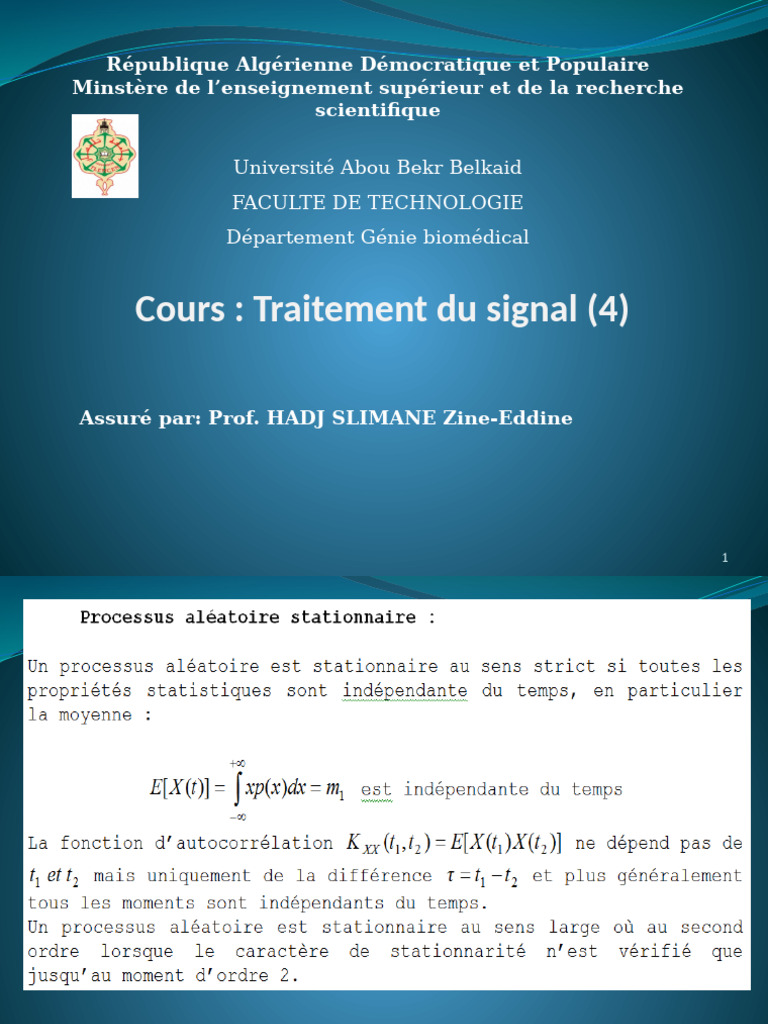Processus Aléatoire Stationnaire Périodique | PDF