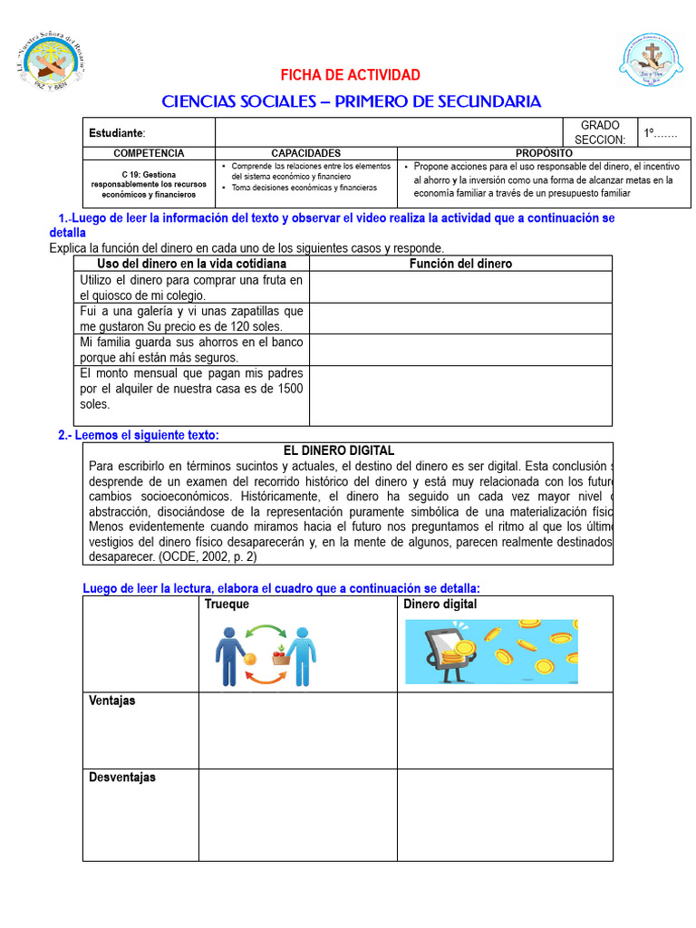 Ficha de Actividad El Dinero.docx - Documentos de Google | PDF ...