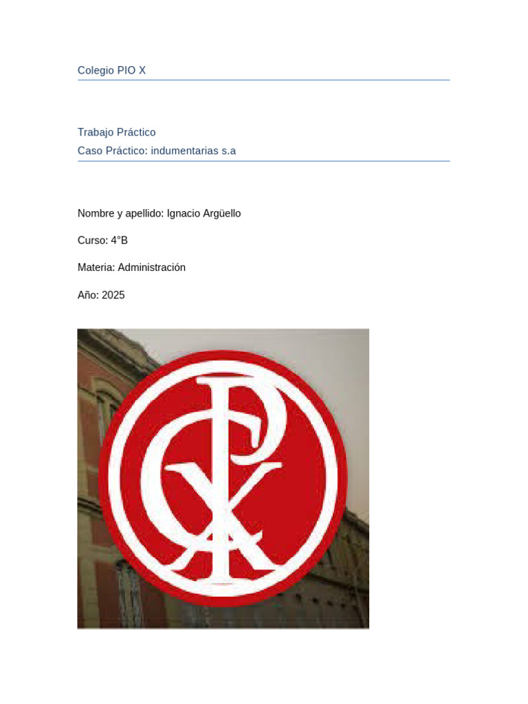 Indumentaria s.a Ignacio Arguello | PDF