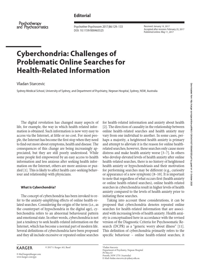 Starcevic Penelitian Cyberchondria (2) | PDF | Diseases And Disorders ...