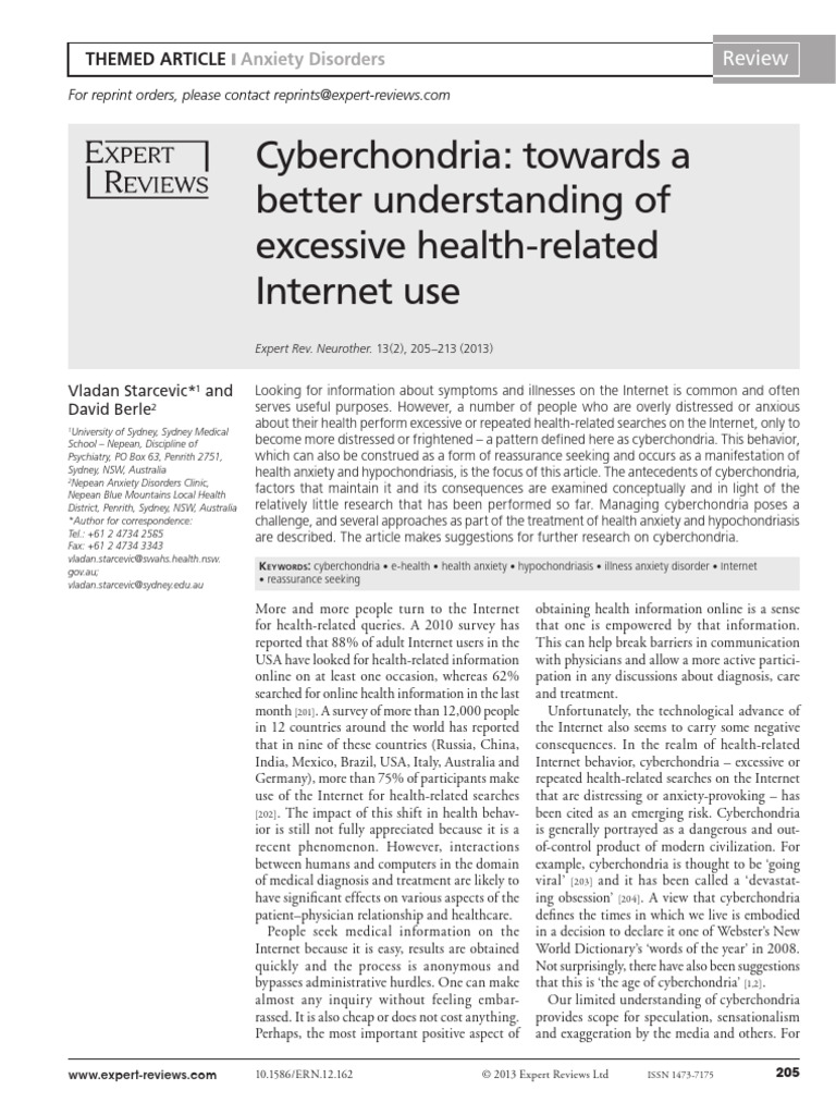 cyberchondria (2) | PDF | Anxiety | Mental Health