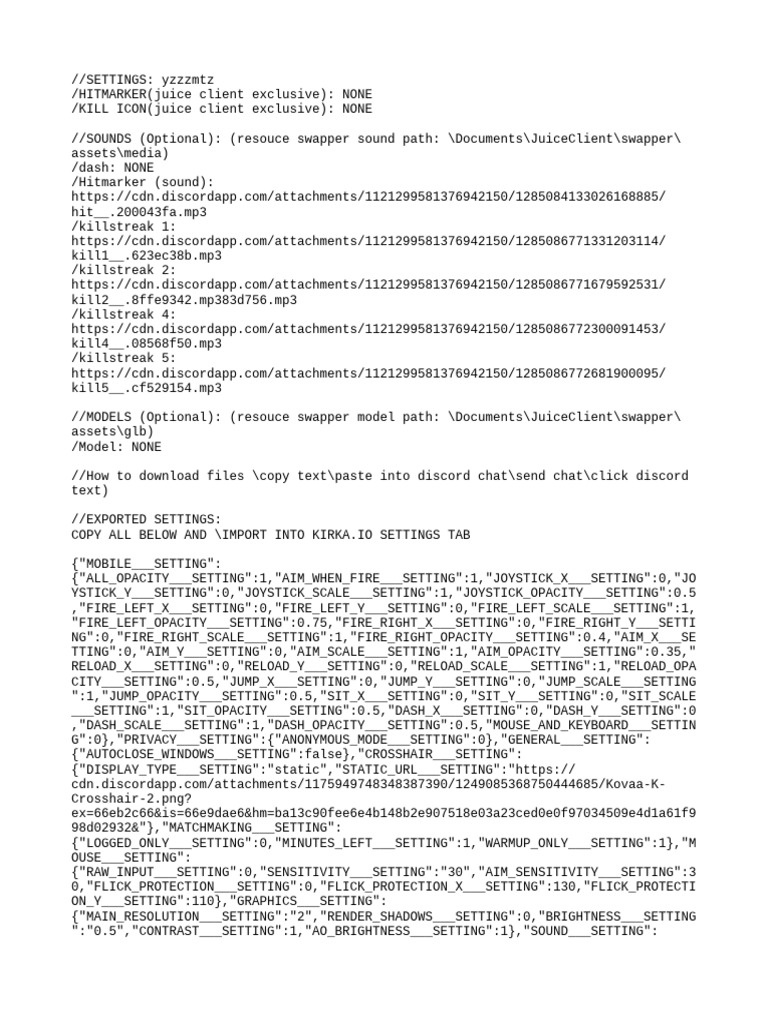 YZZZMTZ's Kirka.io Settings | PDF