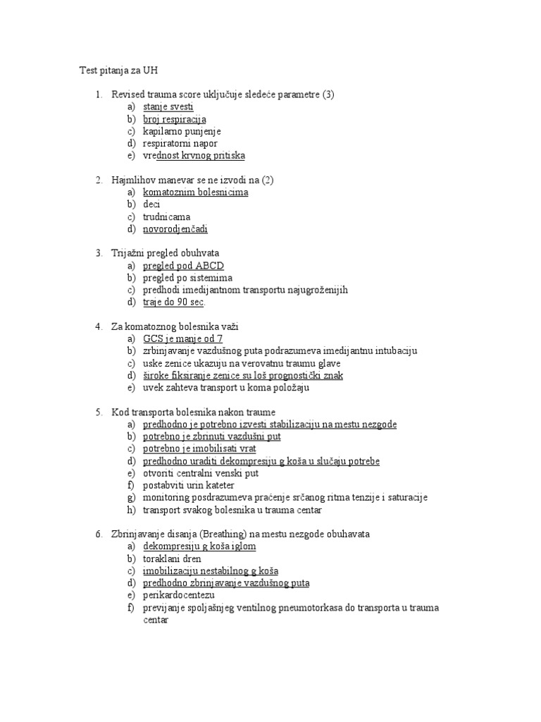 Test Pitanja Za UH | PDF