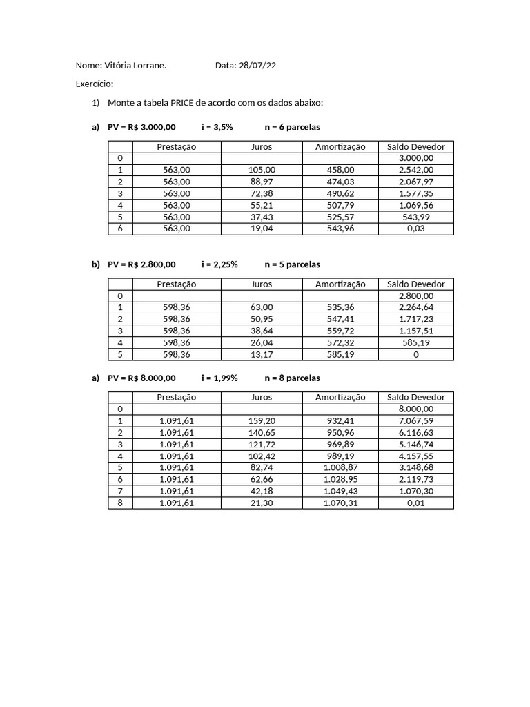 Atividade - Price - HP 12C - EsteOK | PDF