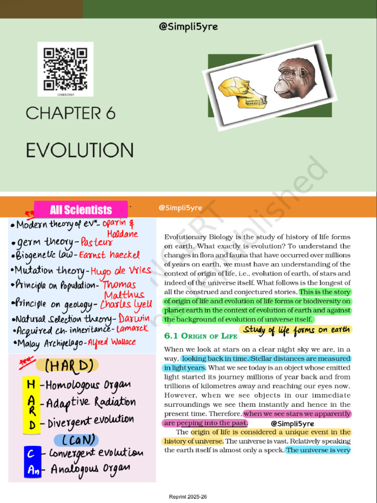 Evolution NCERT Highlighted pdf | PDF