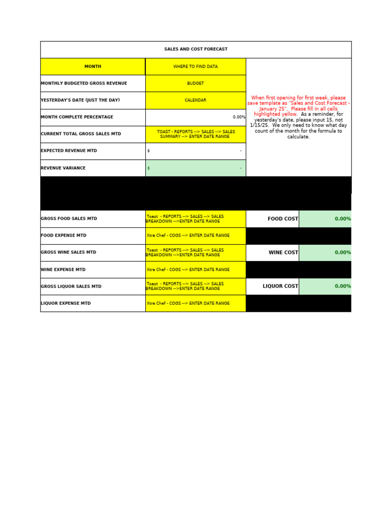 Sales and Cost Forecast Template | PDF