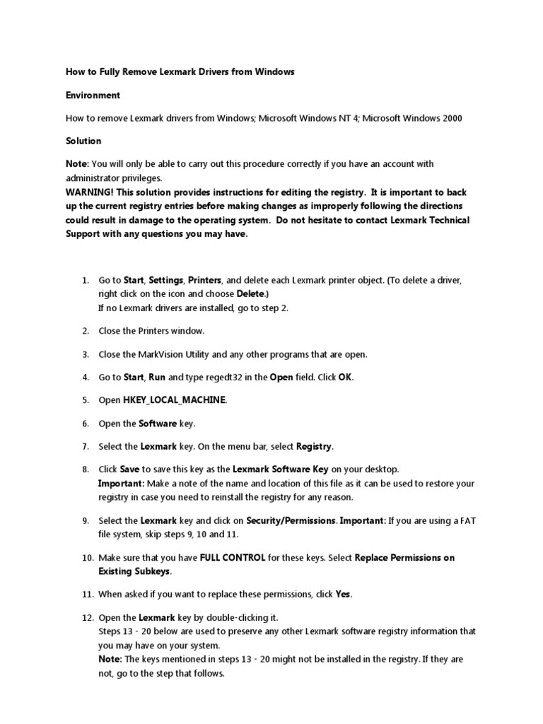 How To Fully Remove Lexmark Drivers From Windows | PDF | Windows ...