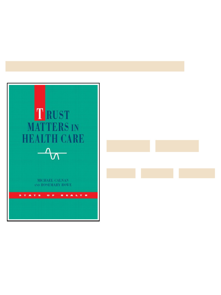 Trust Matters In Health Care Calnan - ebook and textbook resources ...