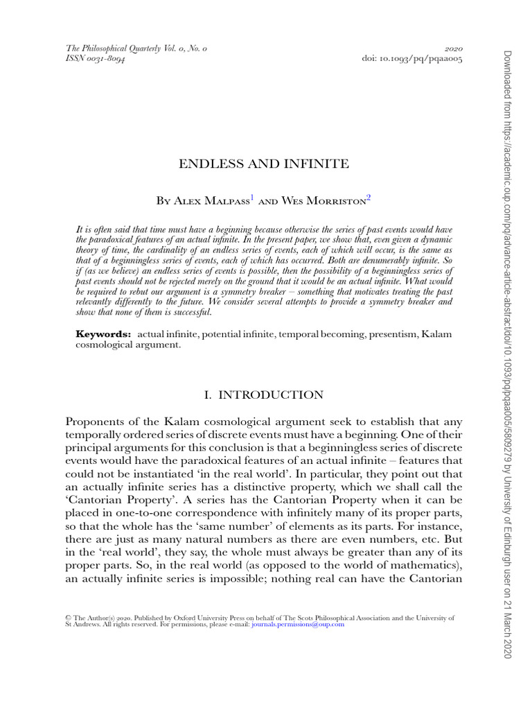 Endless vs. Infinite: A Philosophical Debate | PDF | Infinity | Limit ...