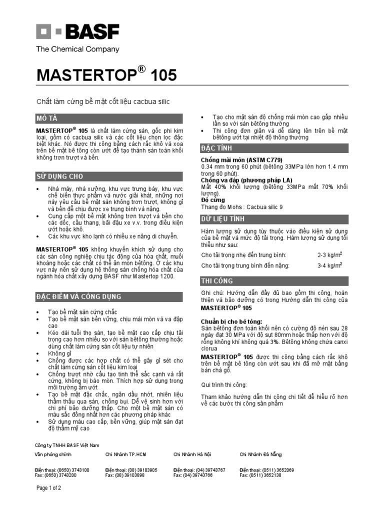 Basf-Mastertop 105 (Hardener gốc ximăng) | PDF