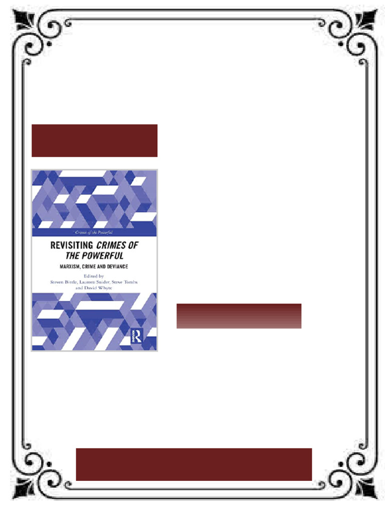 Revisiting Crimes of the Powerful Marxism Crime and Deviance 1st ...