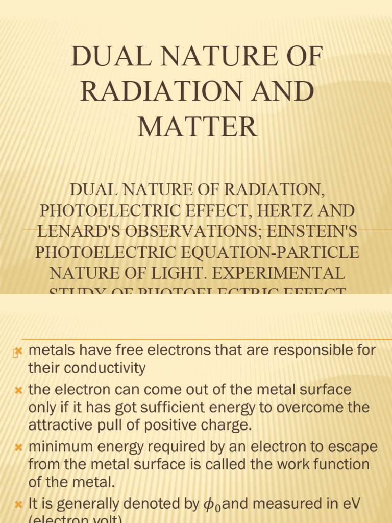 11 Dual Nature of Radiation Adn Matter 1 | PDF | Photoelectric Effect ...