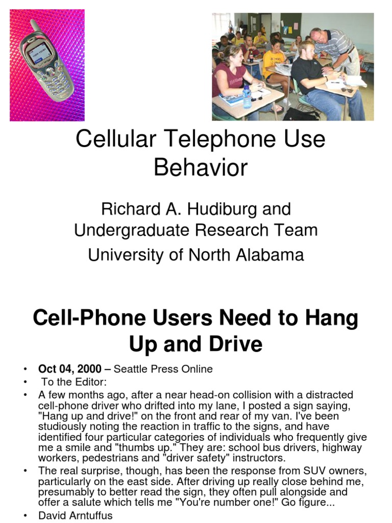 Cellular Telephone Use Behavior: Richard A. Hudiburg and Undergraduate ...