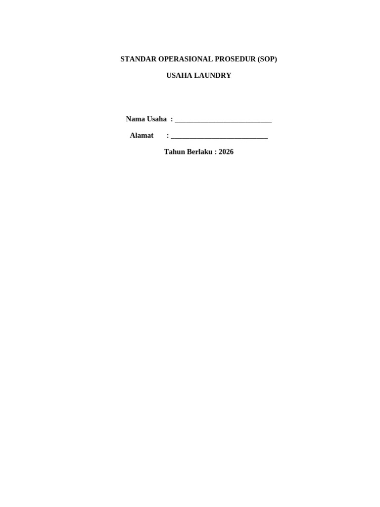 SOP Usaha Laundry: Pedoman Operasional | PDF
