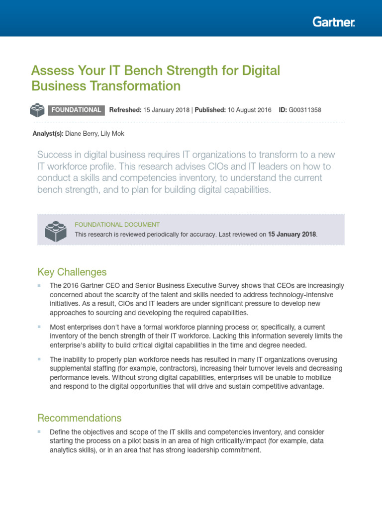 Assess Your IT Bench Strength For Digital Business Transformation | PDF ...