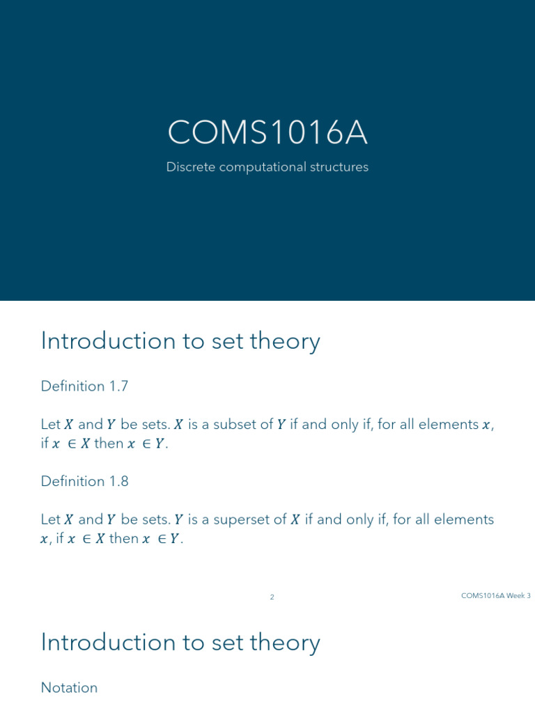 Coms 1016 a Week 3 Corrected | PDF | Set (Mathematics) | Mathematical ...