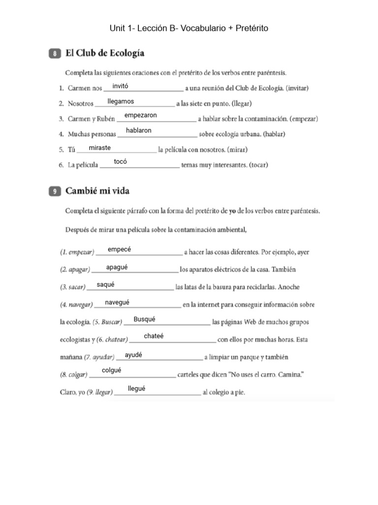 Preterite Practice | PDF