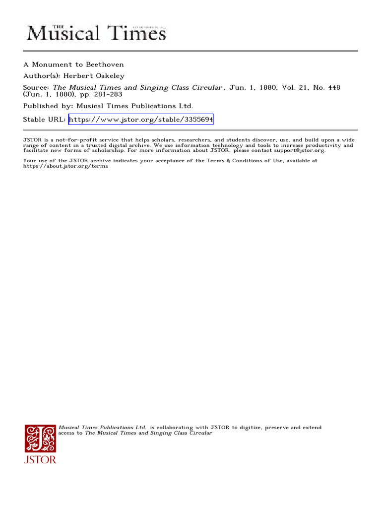 Oakeley MonumentBeethoven 1880 | PDF | Ludwig Van Beethoven | Wolfgang ...