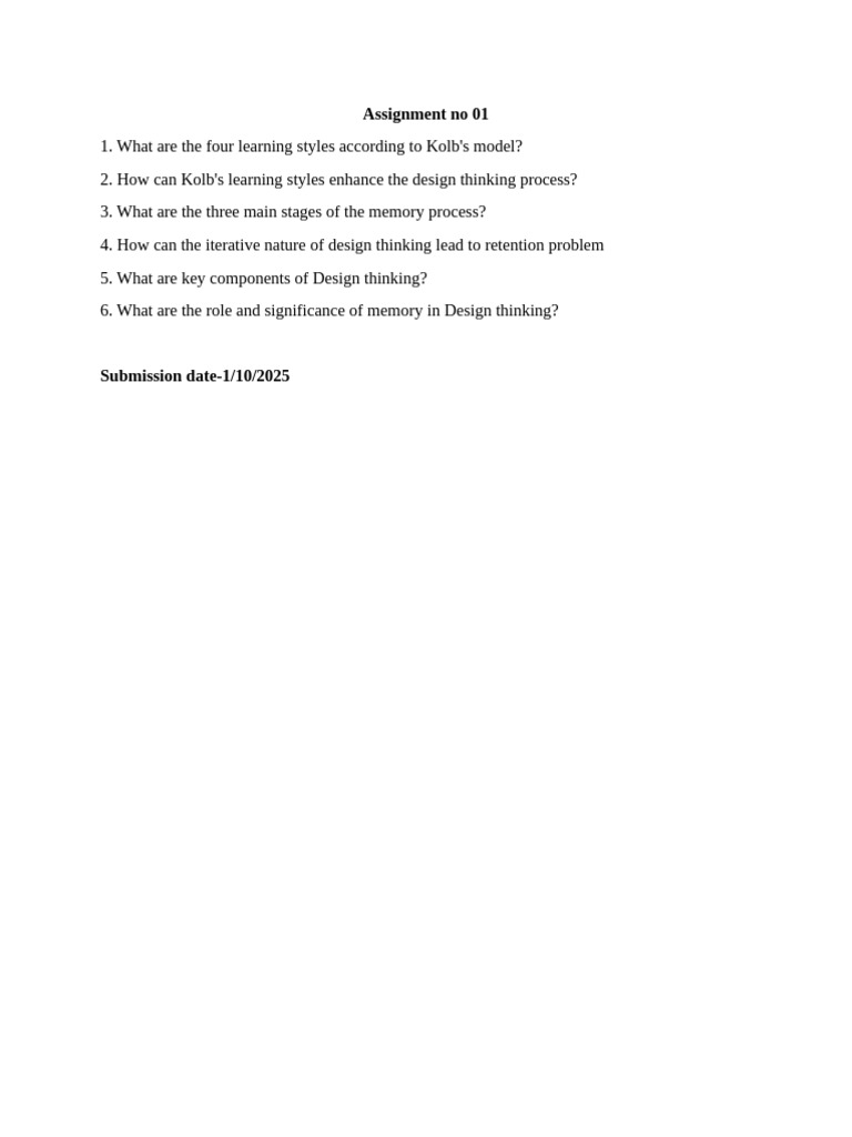 Design Thinking Assingment 01 | PDF