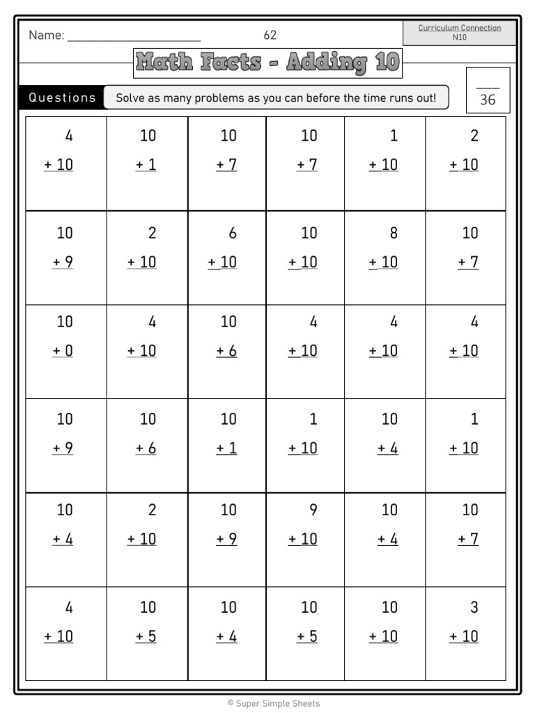 1 - Grade 2 Math - Manitoba - Adding 10 | PDF