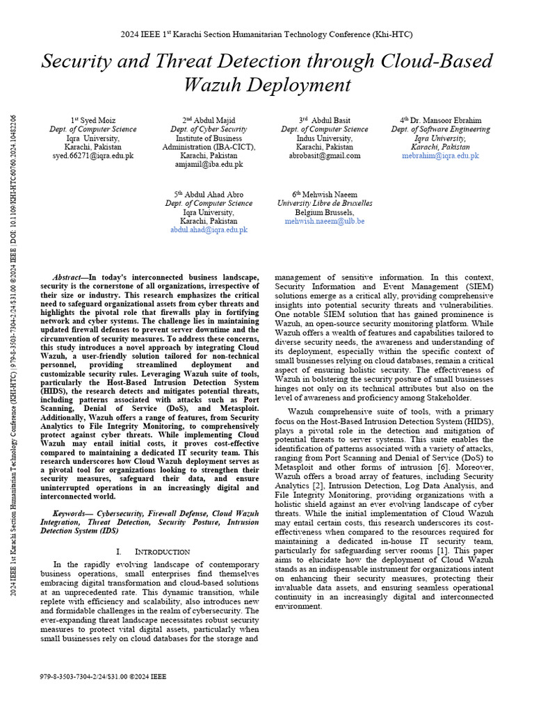 Cloud Wazuh for Cybersecurity Threat Detection | PDF | Security ...