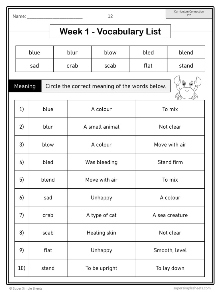 1 - Manitoba Language Arts ELA - Grade 2 - Vocab | PDF