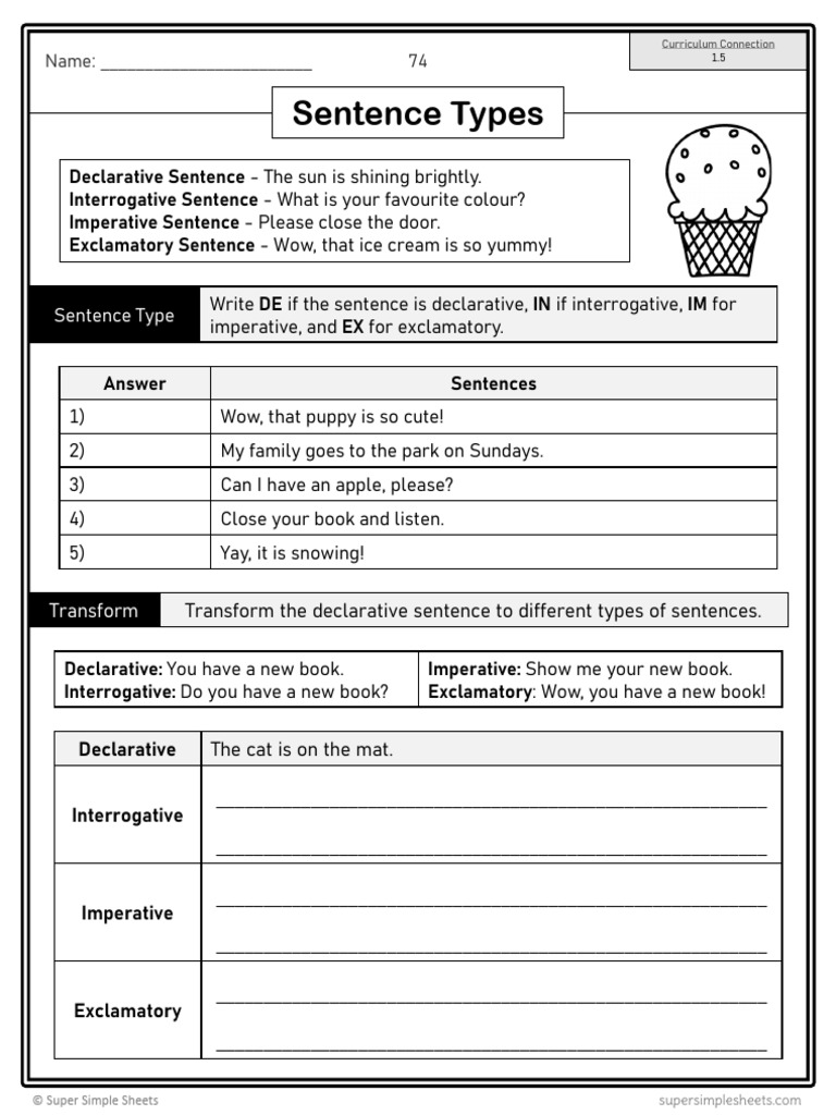 1 - Manitoba Language Arts ELA - Grade 2 - Types of Sentences | PDF