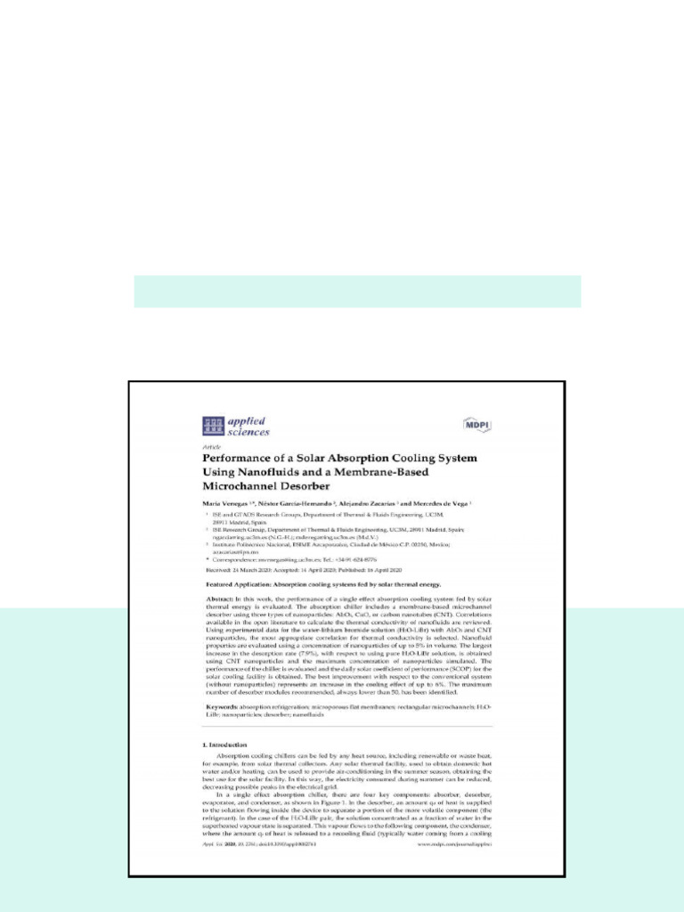 Performance Of A Solar Absorption Cooling System Using Nanofluids And A ...