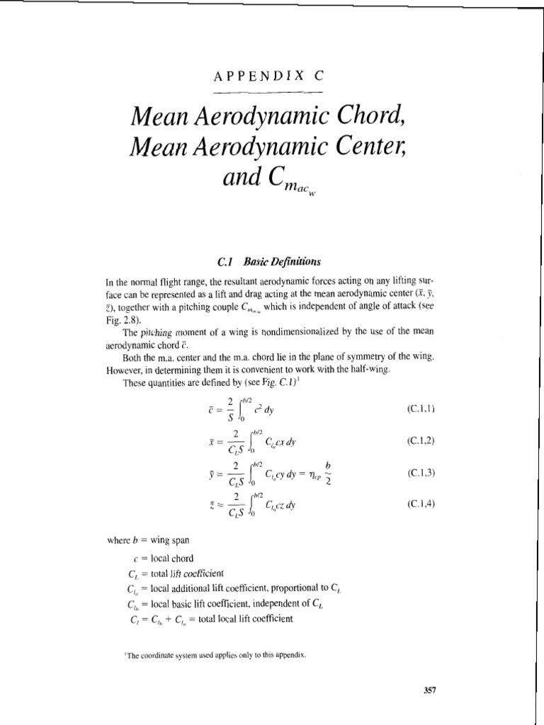 Mean Aerodynamic Chord, & Mean Aerodynami Center - Appendix C (Etkin ...