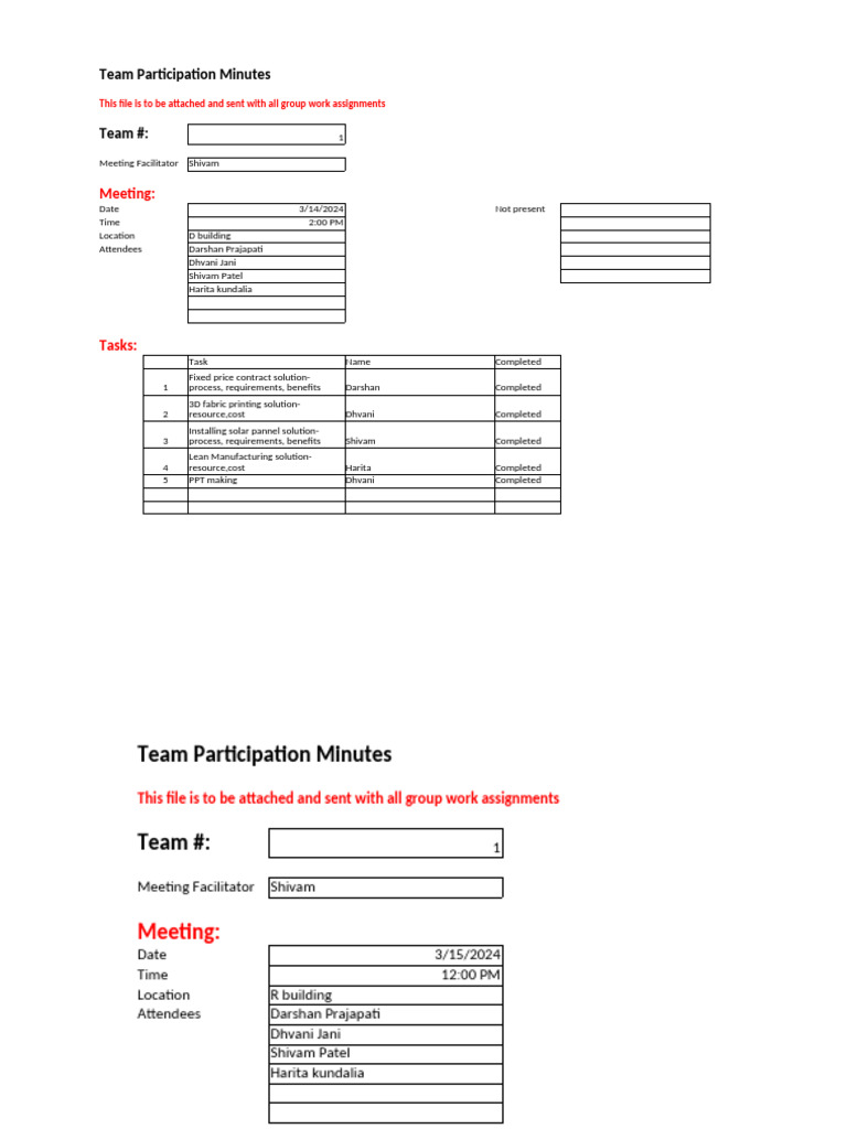 M9_Team Participation Minutes (1) | PDF