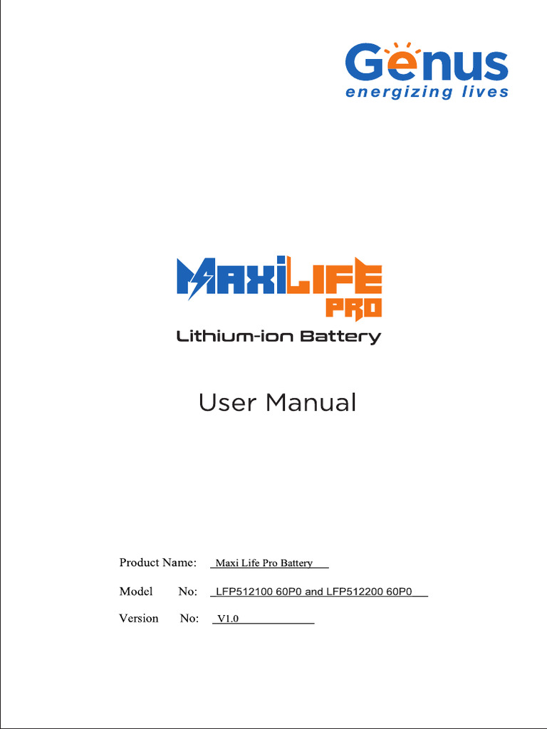 Max I Life Pro Battery User Manual | PDF