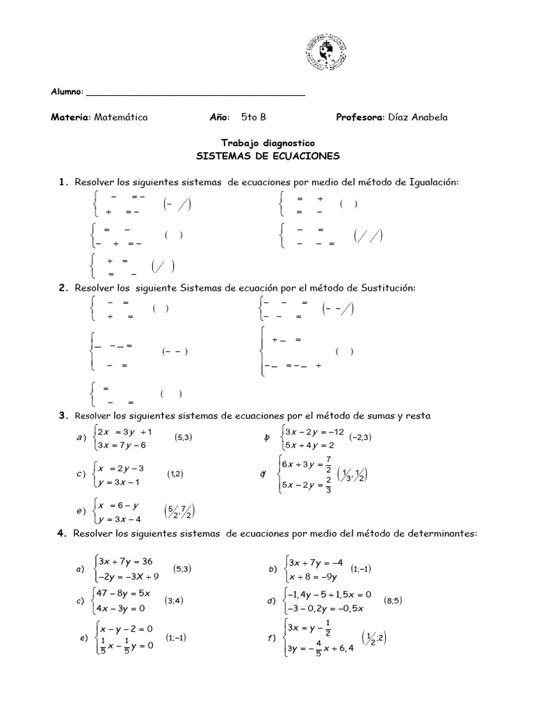 repaso_SISTEMAS_ECUACIONES | PDF | Matemáticas | Ecuaciones