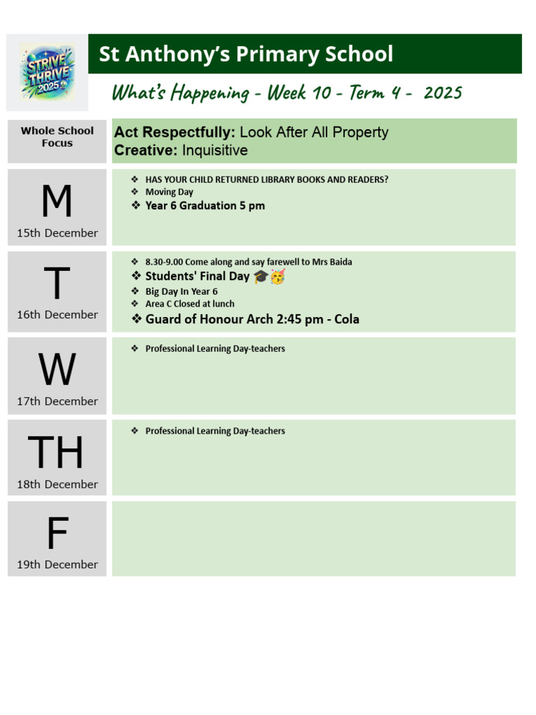 Parents_Week_10_Term_4__2025_(3)_ | PDF | Christmas | December Observances