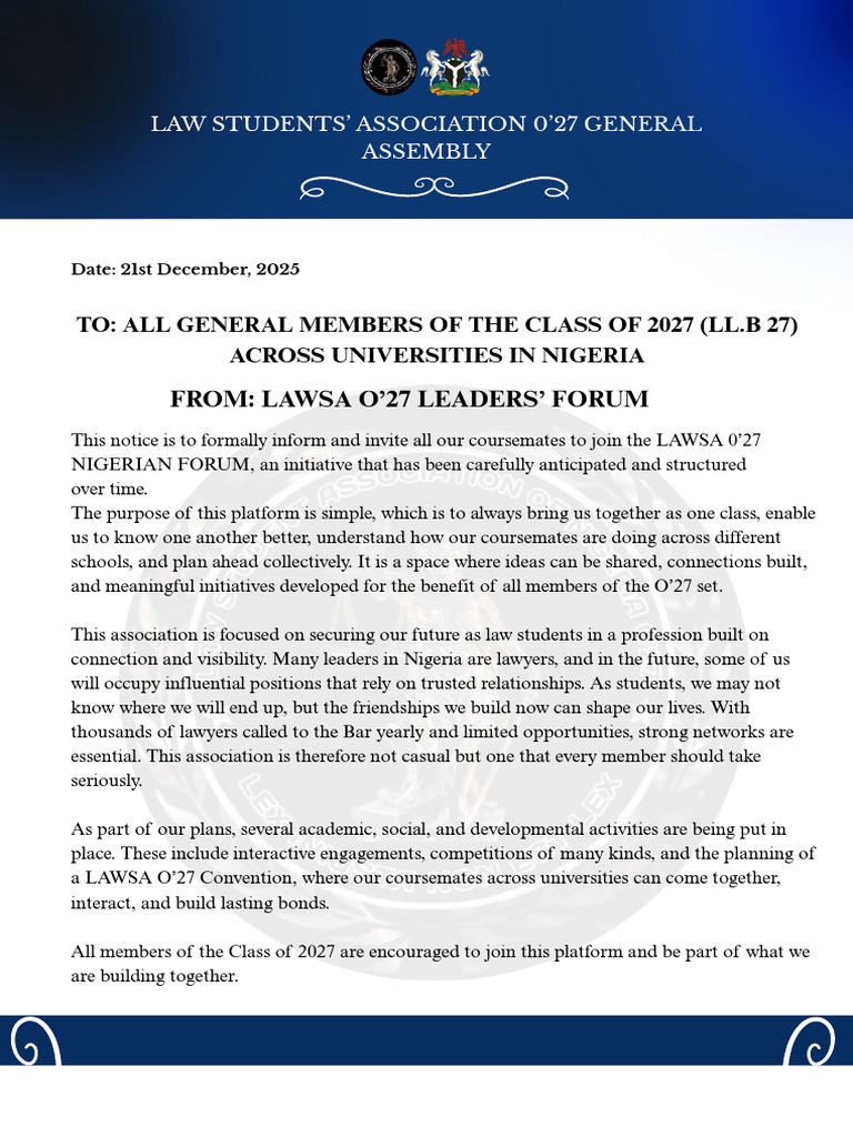 Invitation to the Lawsa 0’27 Nigerian Forum | PDF