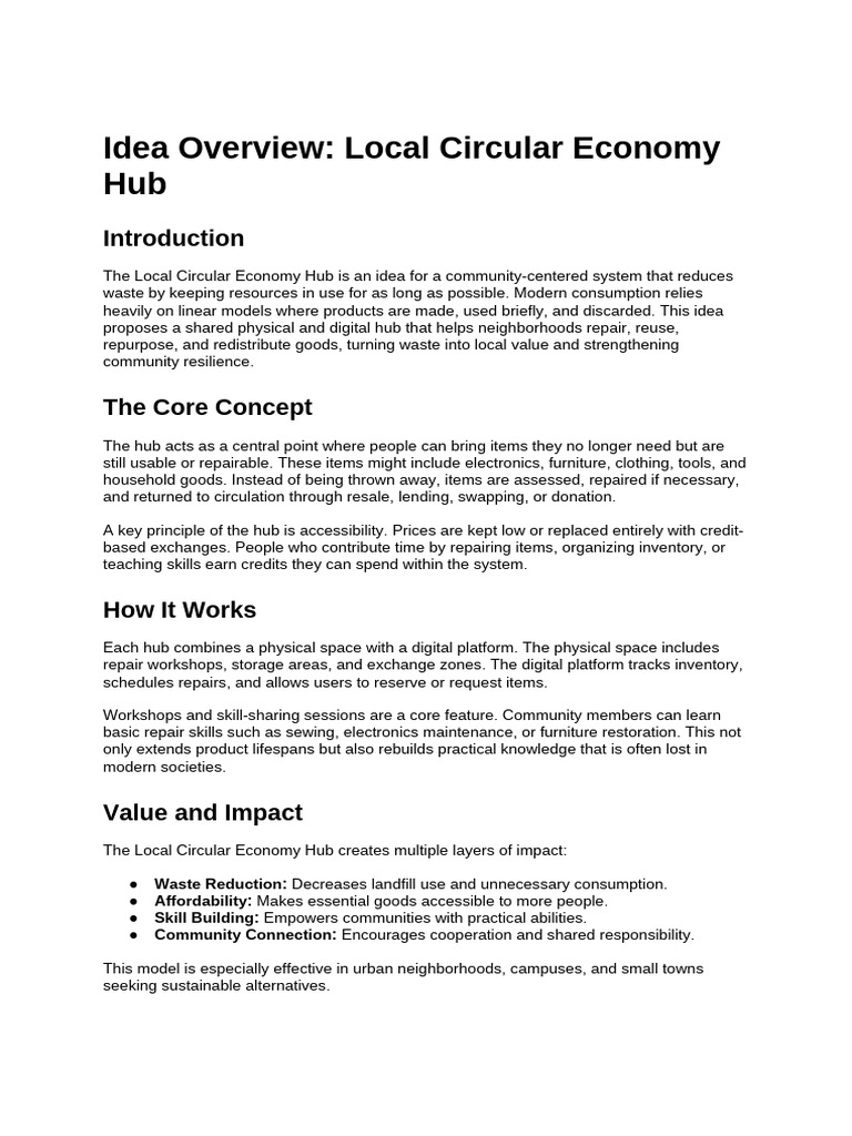 The Local Circular Economy Hub | PDF | Reuse | Economies