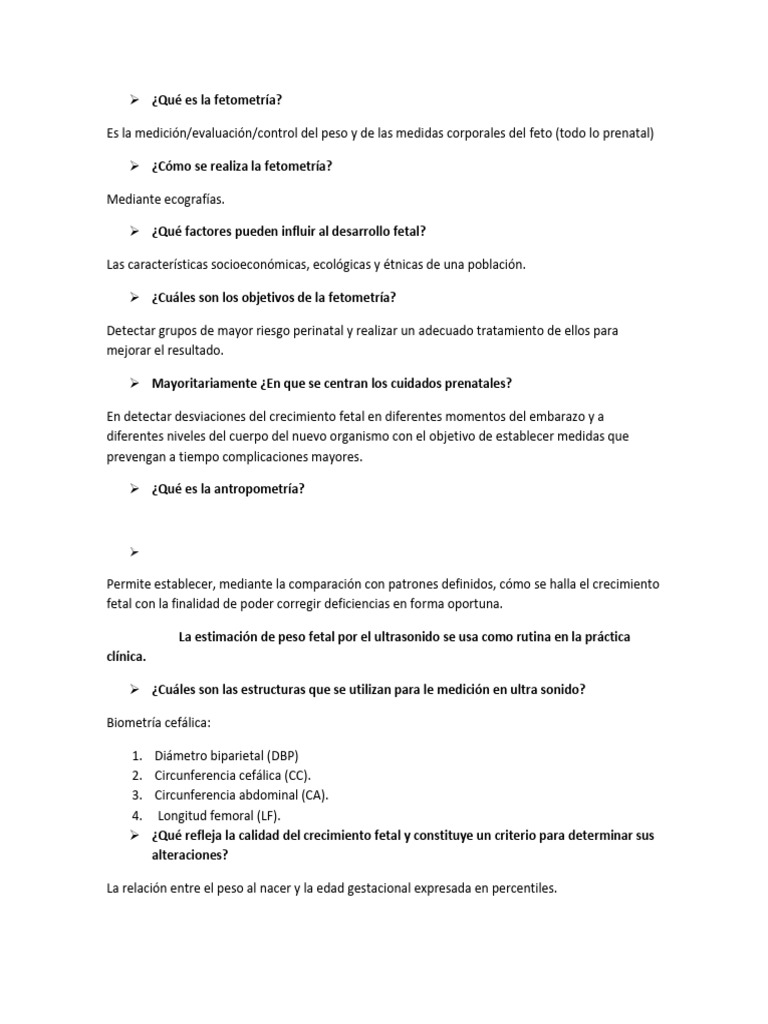 Fetometría: Medición y Crecimiento Fetal | PDF | Feto | El embarazo